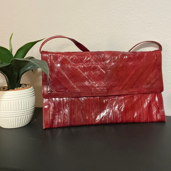 Genuine Eel Skin | Bags | Vintage Red Eel Shoulder Bag Or Clutch | Poshmark